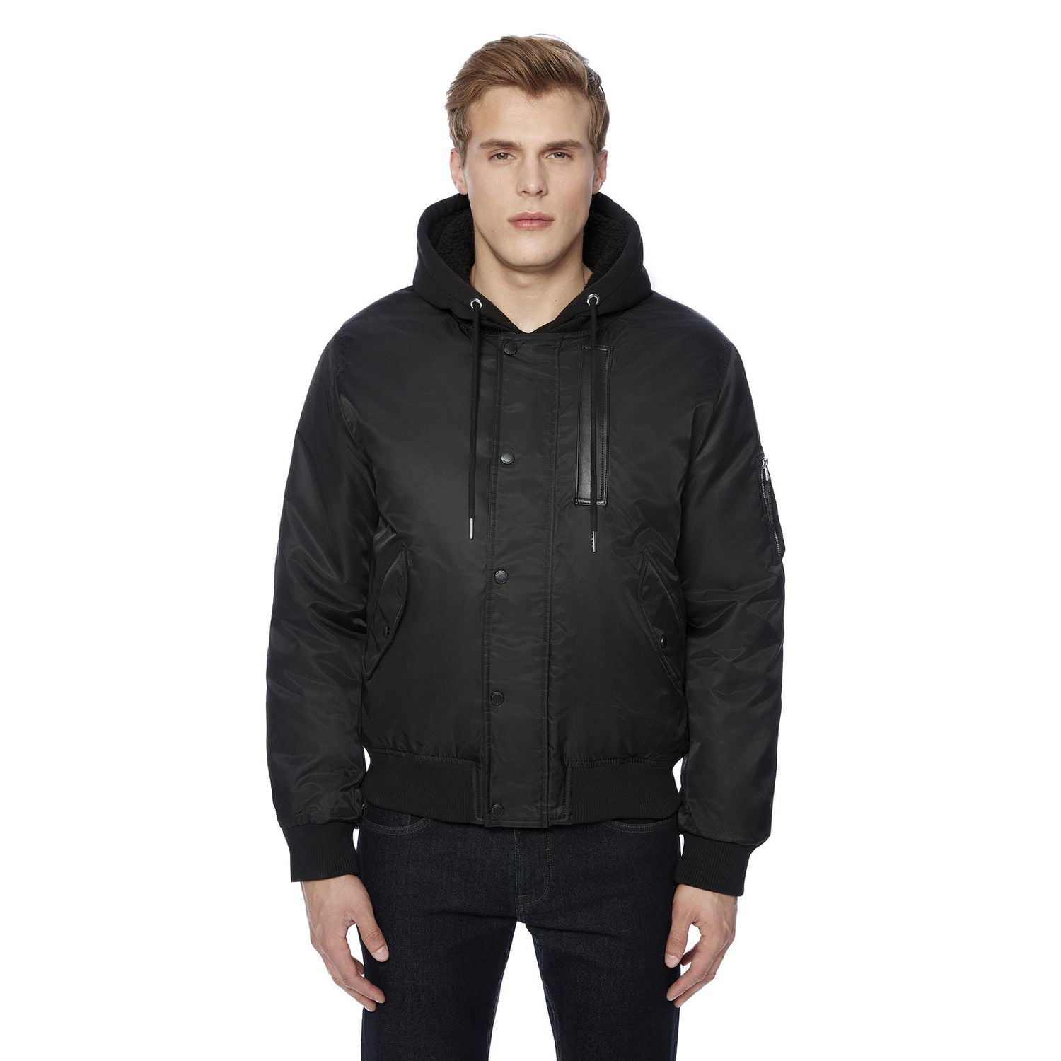 Click here for Dark Black Mens Hooded Bomber Jacket S prices