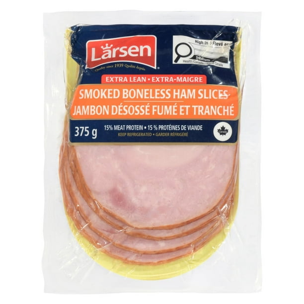 Larsen Extra Lean Smoked Boneless Ham Slices, 375 g - Walmart.ca