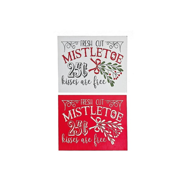 Mdf Engraved Fresh Cut Mistletoe Sign (Asstd) - Set of 2 - Walmart.ca