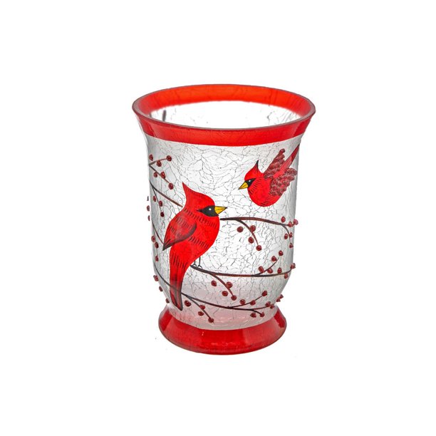 Frosted Cardinal Crackled Glass Hurricane - Set of 2 - Walmart.ca