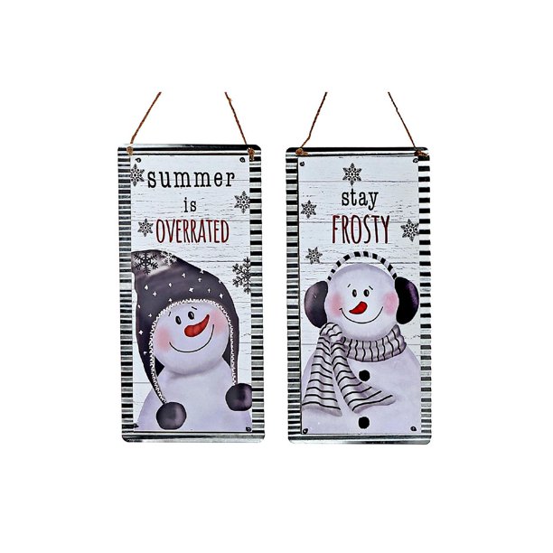 Rippled Galvanized Wood Snowman Sign (Asstd) - Set of 2 - Walmart.ca