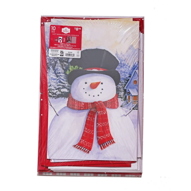 Holiday Time 10 Pack Assorted Gift Boxes, Traditional Snowman, Season's ...