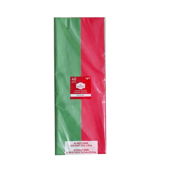 Holiday Time Red & Green Gift Paper Tissue, 40 Count, Quantity 40 ...