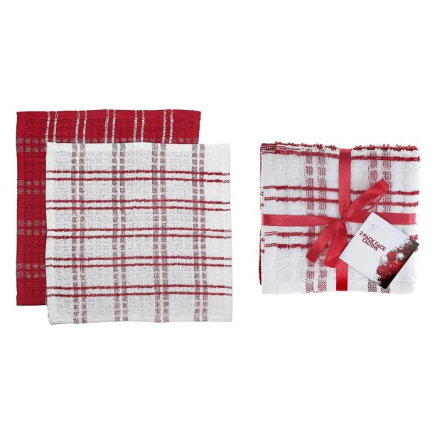 2 Pack Red Checkered Terry Dish Cloths - Set of 2 - Walmart.ca