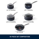 T-fal Stone Shield 10-piece Cookware set with DefenseShield™ Technology ...