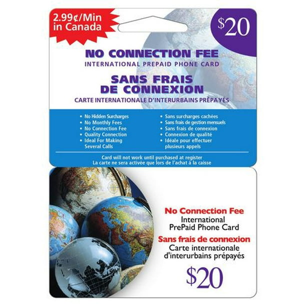 WalMart - No Connection Fee International PrePaid Phone Card-$20 ...