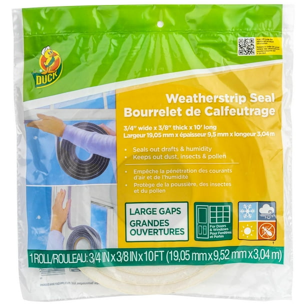 Duck® Brand Foam Weatherstrip Seal - Black, 3/8 in. x 5/16 in. x 10 ft ...