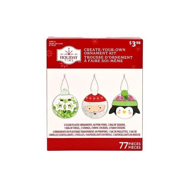 Holiday Time Christmas Create-Your-Own Ornament Kit, Christmas Ornament ...