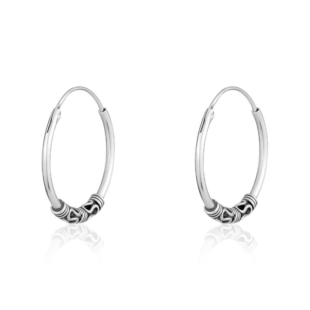 Click here for Luxury Designs Sterling Silver Bali Hoop One Size prices