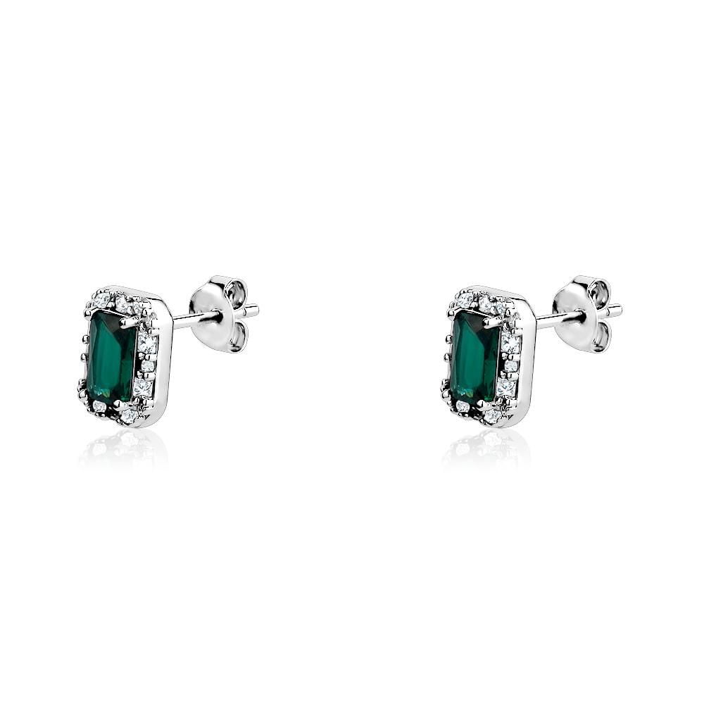 Click here for Luxury Designs Emerald Cut Green Spinel Halo Stud... prices