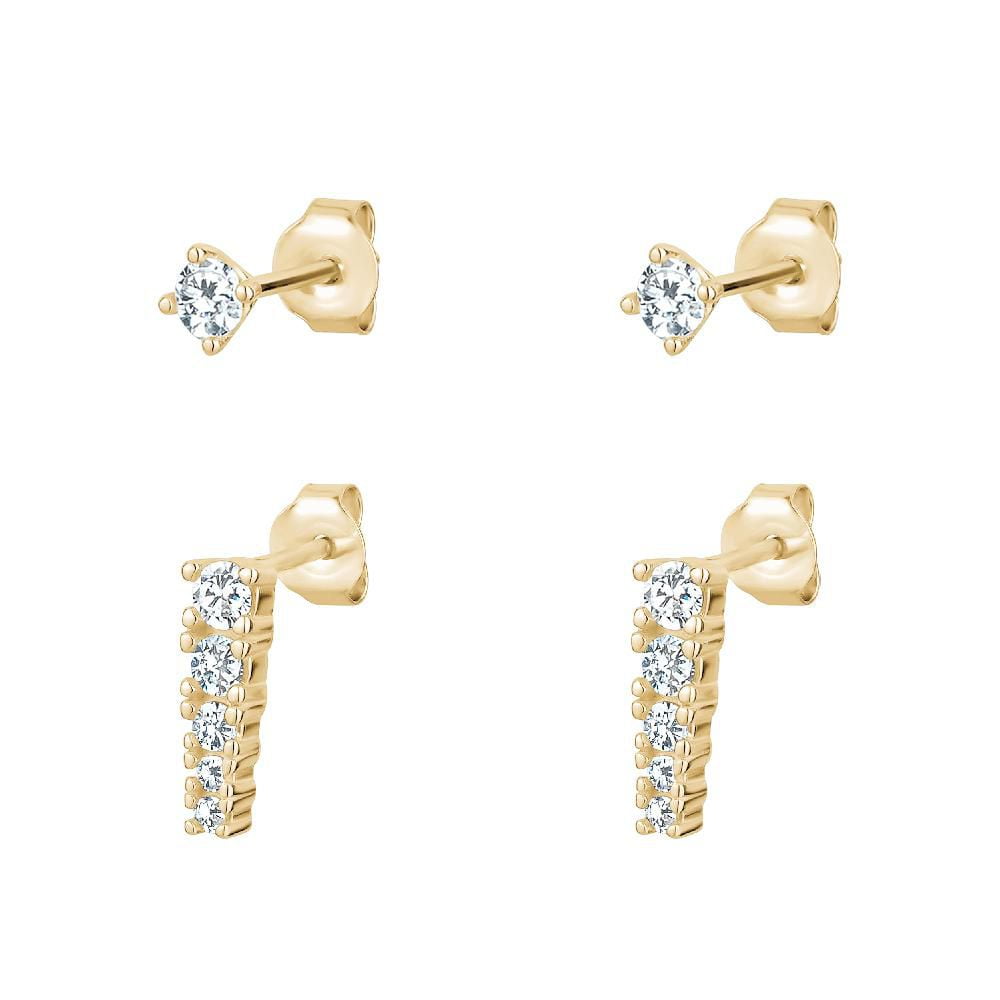 Click here for Luxury Designs Gold Plated Duo Bar And Studs With... prices