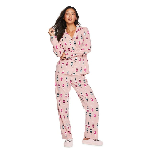 George Women's Notch Collar Pajama 2-Piece Set - Walmart.ca