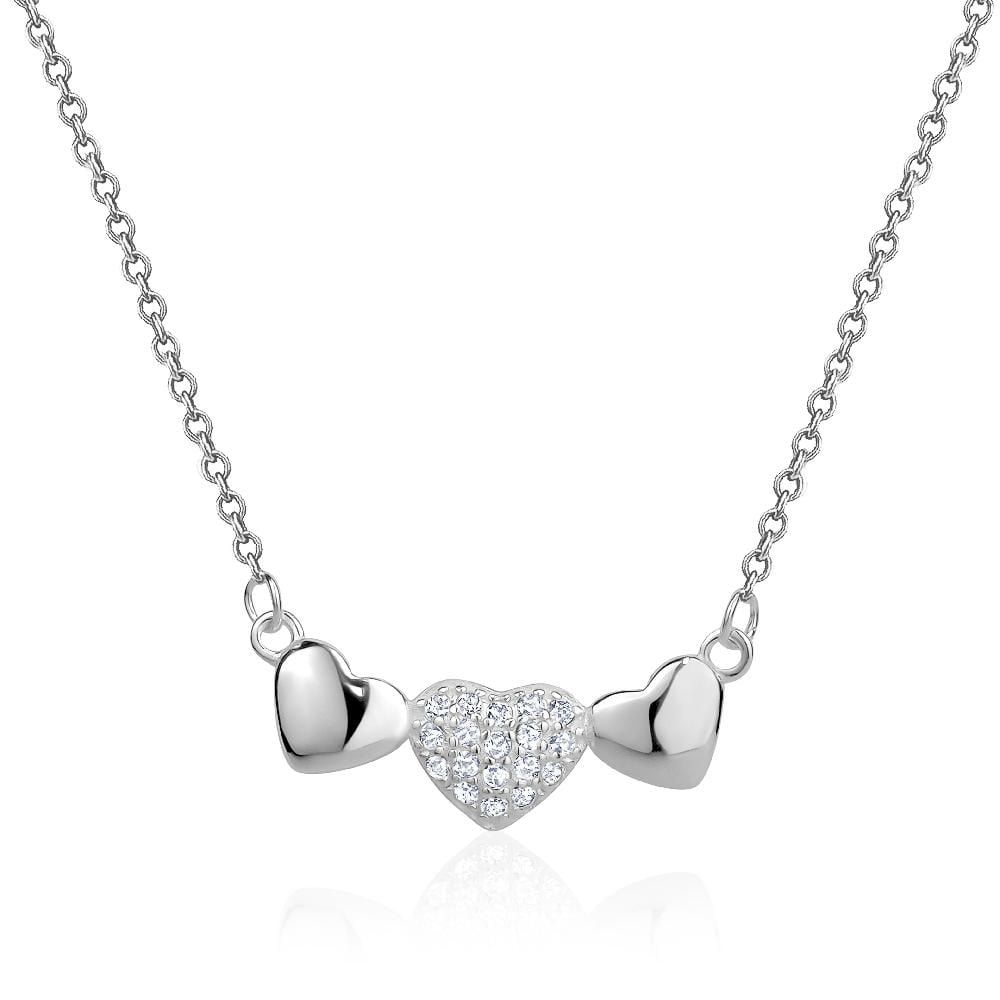 Click here for Luxury Designs Sterling Silver Triple Heart Neckla... prices