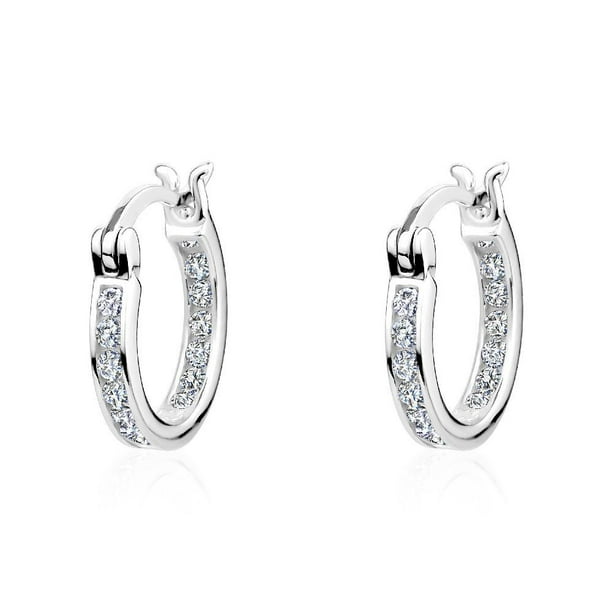 Luxury Designs Sterling Silver Cubic Zirconia Click Hoops - Walmart.ca