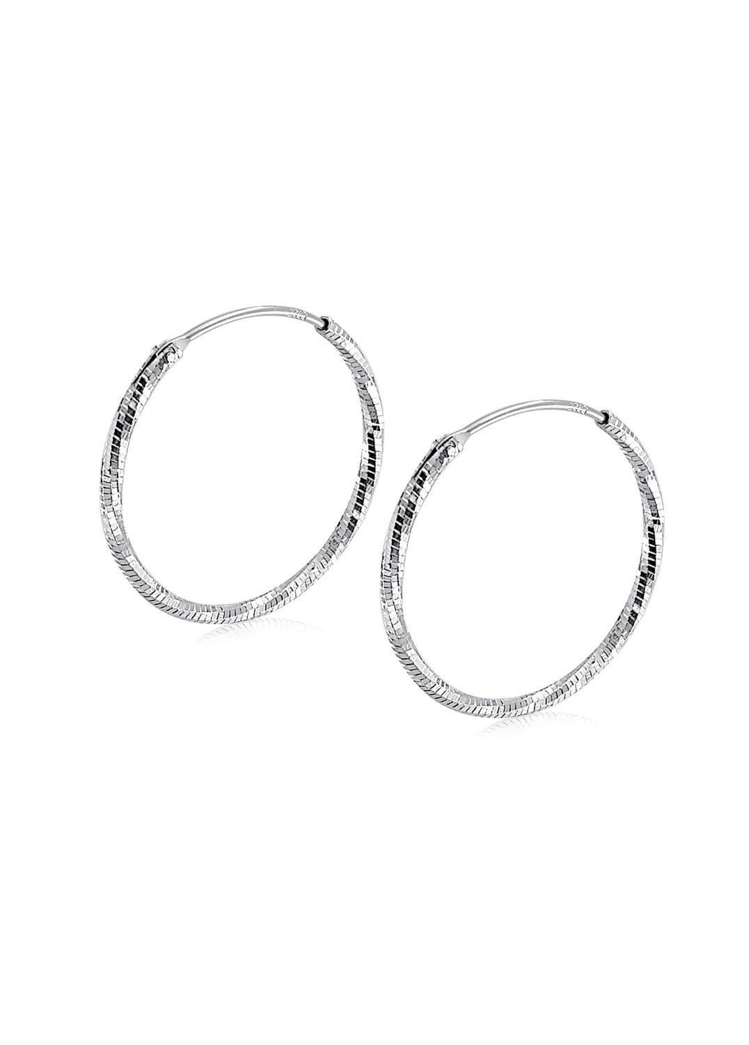 Click here for Luxury Designs Sterling Silver Diamond Cut Hoop Ea... prices