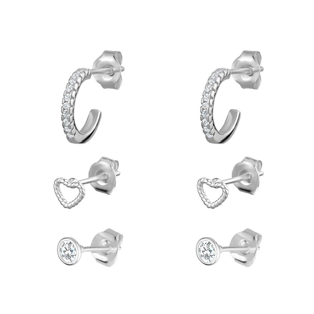 Click here for Luxury Designs Sterling Silver Set Of 3 Studs One... prices