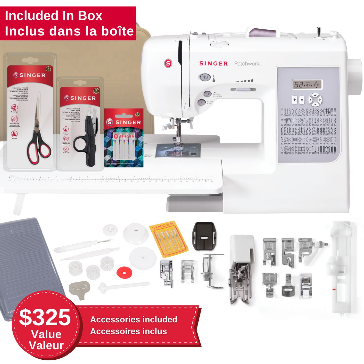 SINGER Patchwork 7285Q Sewing and Quilting Machine Bundle All Purpose Scissor Thread Snip Quilting Needles Walmart