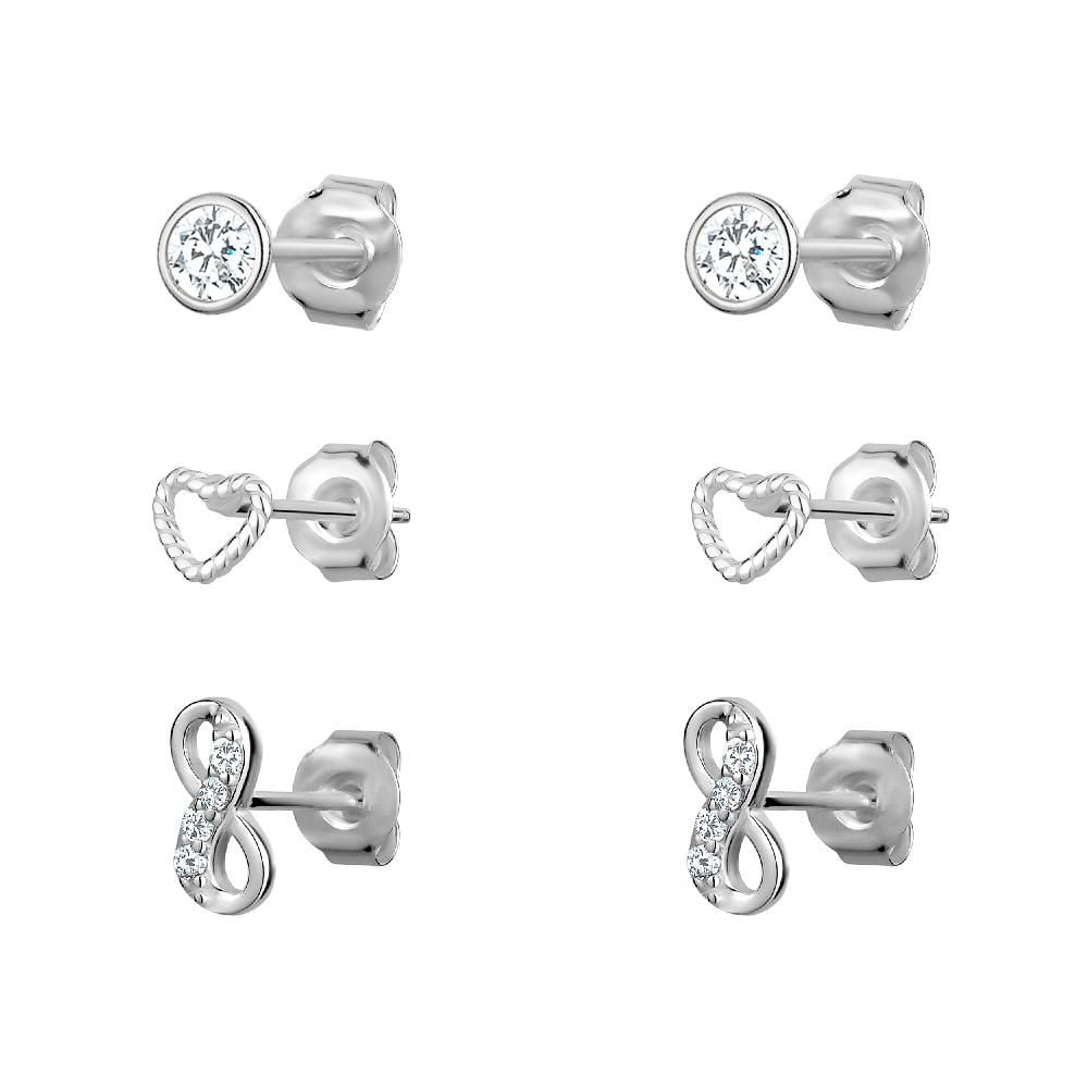 Click here for Luxury Designs Sterling Silver Set Of 3 Studs One... prices