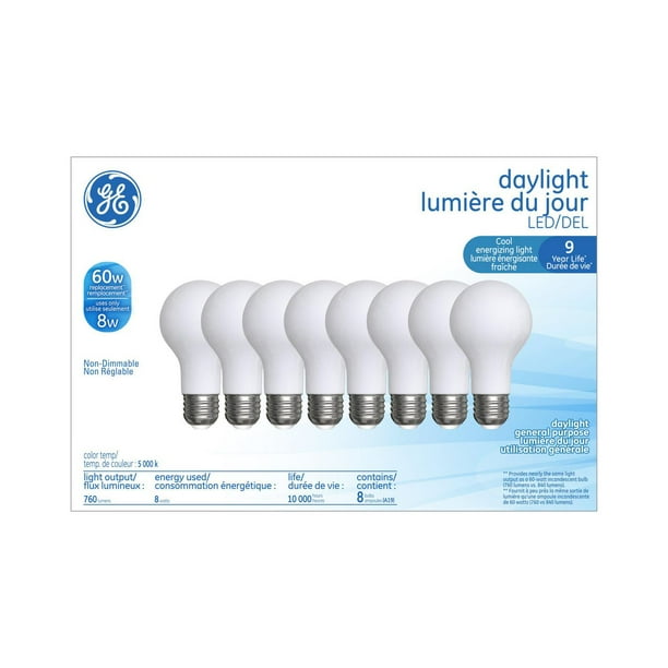 General Electric 8W LED A19 Daylight Glass Light Bulb - Walmart.ca