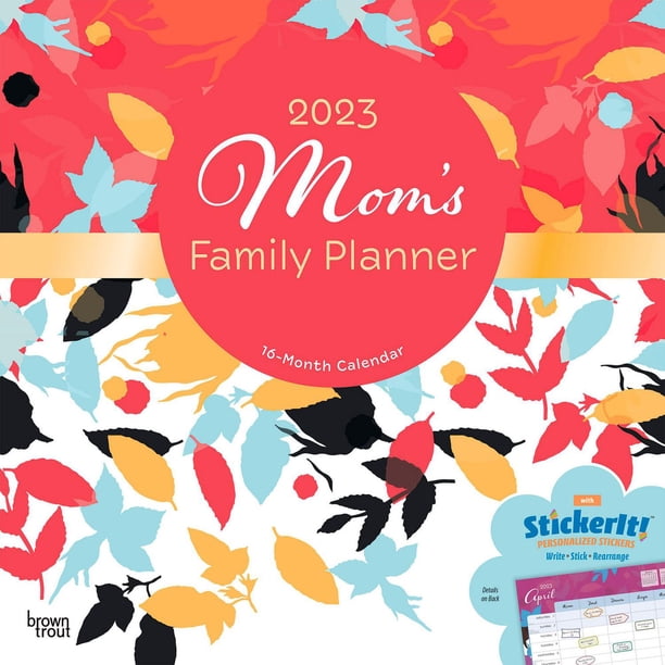 Mom's Family Planner | 2023 12x24 Inch Square Wall Calendar | Stickers ...