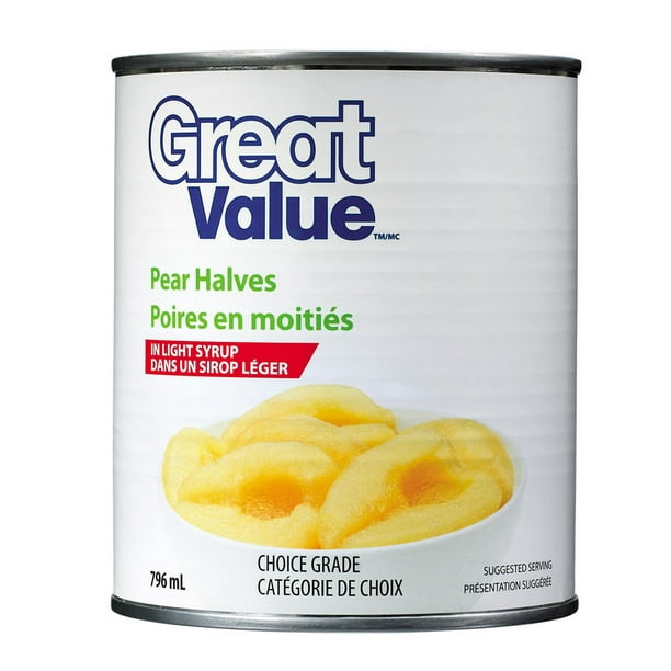 Great Value Pear Halves in syrup, 796 mL - Walmart.ca