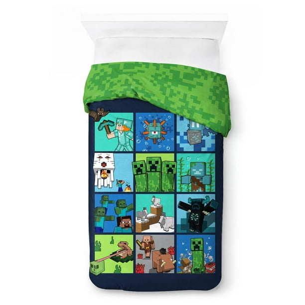 Minecraft Kids' Twin/Full Reversible Comforter, Reversible, 72" x 86 ...