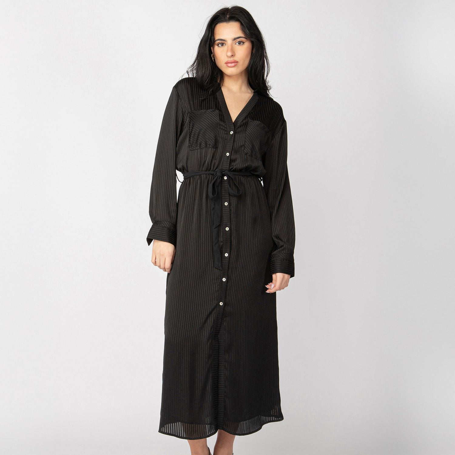 Click here for Devoted L/S Loose Fitting Belted Maxi Dress With B... prices