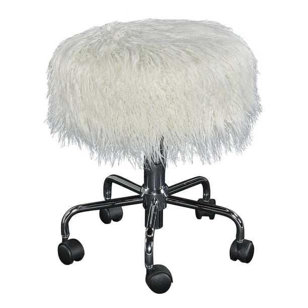 Ollie White Faux Fur Stool - Walmart.ca