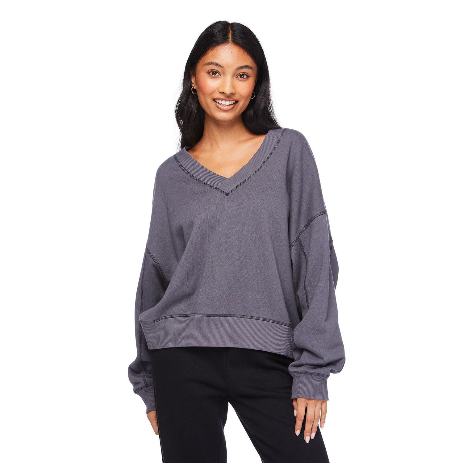 Click here for No Boundaries Womens Oversized V-Neckline Popover... prices