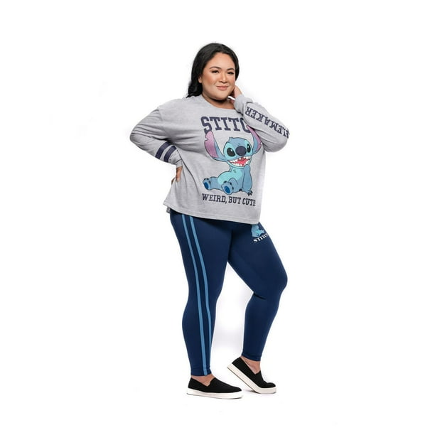 Disney Lilo & Stitch Ladies Plus Trouble High Low Long Sleeve Cropped ...