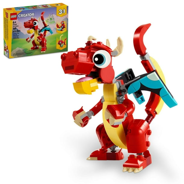 LEGO Creator 3 in 1 Red Dragon Toy, Transforms from Dragon Toy to Fish ...
