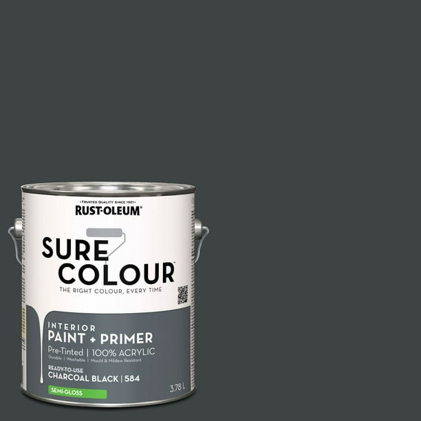 Rust-Oleum Sure Colour™ Paint + Primer, Interior Semi-Gloss, Charcoal ...