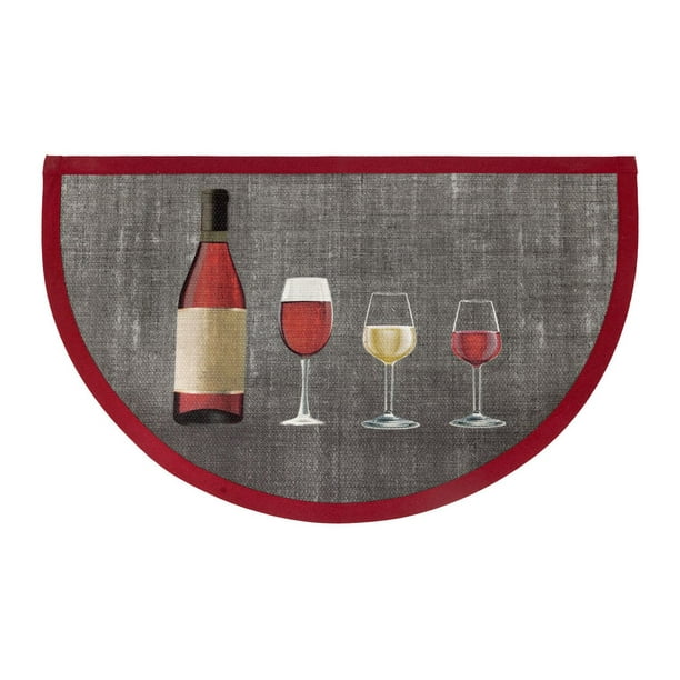 Mainstays Printed D-Shaped Kitchen Mat with Anti-Skid Backing, Wine ...
