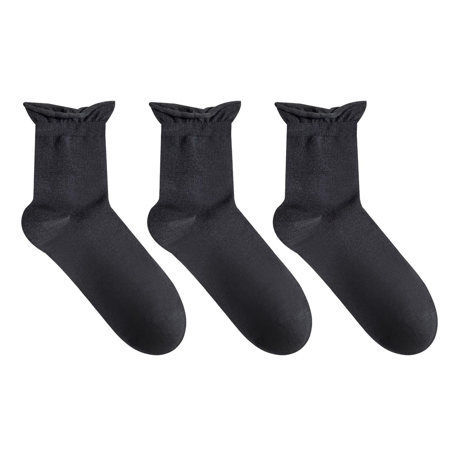 Click here for Secret Little Black Socks Solid With Ruffle Mid Cr... prices