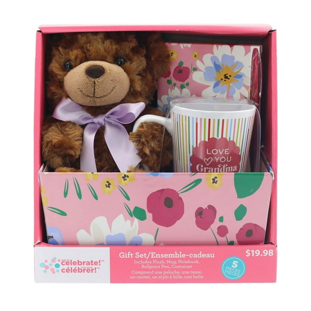 Way To Celebrate Mother’s Day Plush Bear Grandma Gift Set, Brown Teddy ...