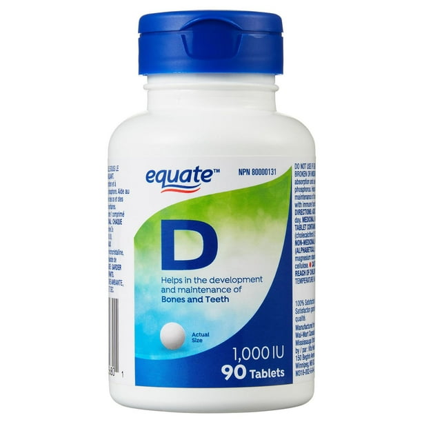 Equate Vitamin D, 1,000 IU90 Tablets - Walmart.ca