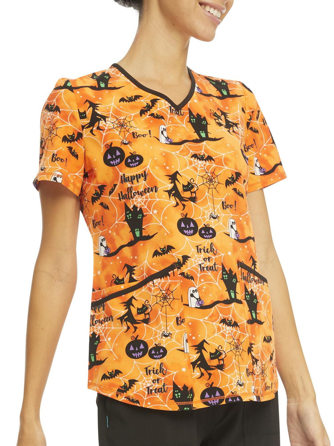 Click here for Scrubstar Womens Creepy Creatures V-Neck Print Top... prices