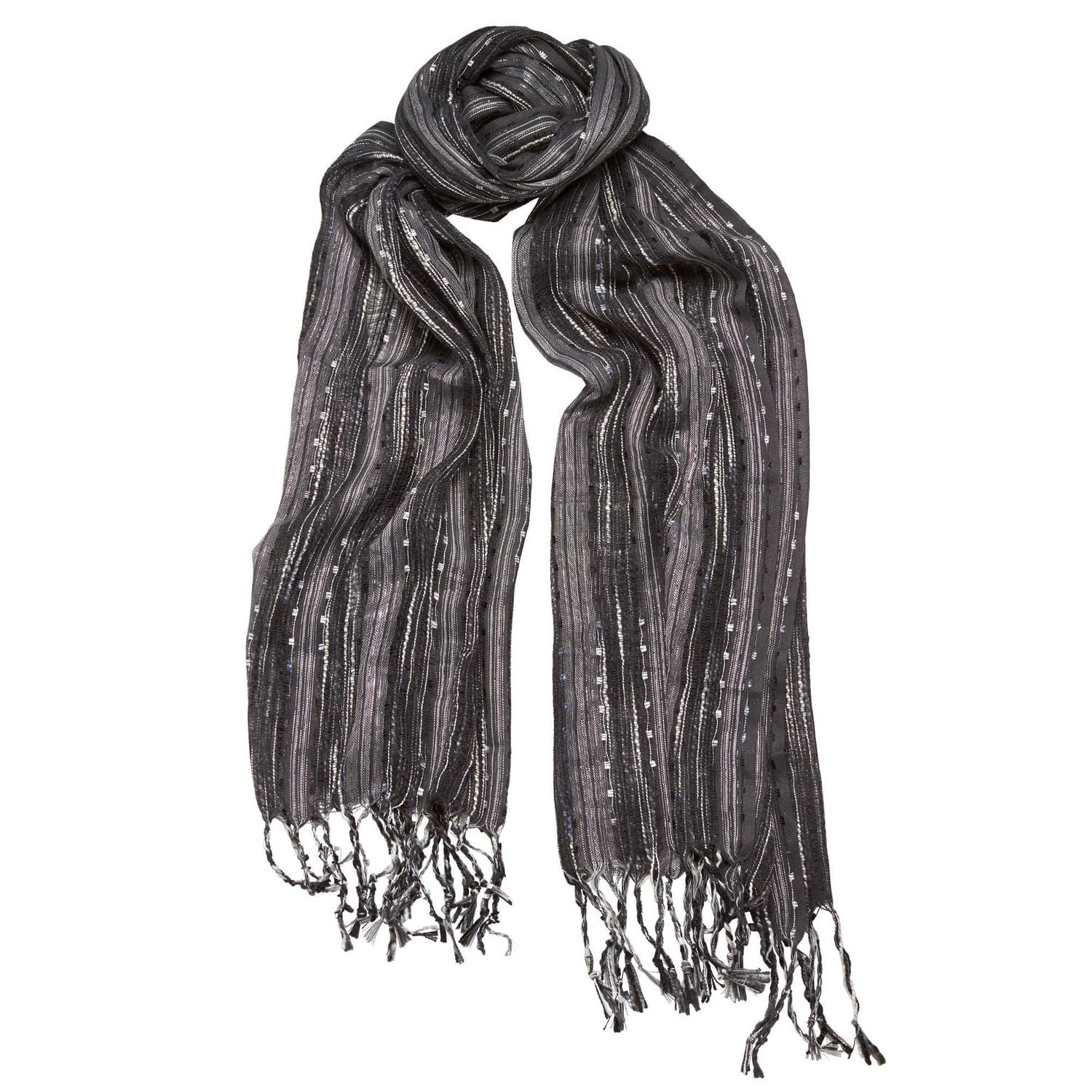 Click here for Eyelash Lurex Stripe Scarf By George Charcoal One... prices