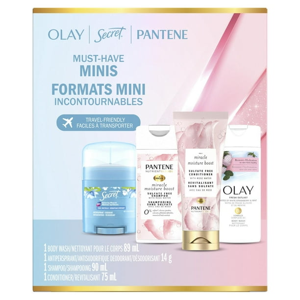 Travel Essentials Gift Set with Olay Bodywash, Secret Fresh Invisible ...