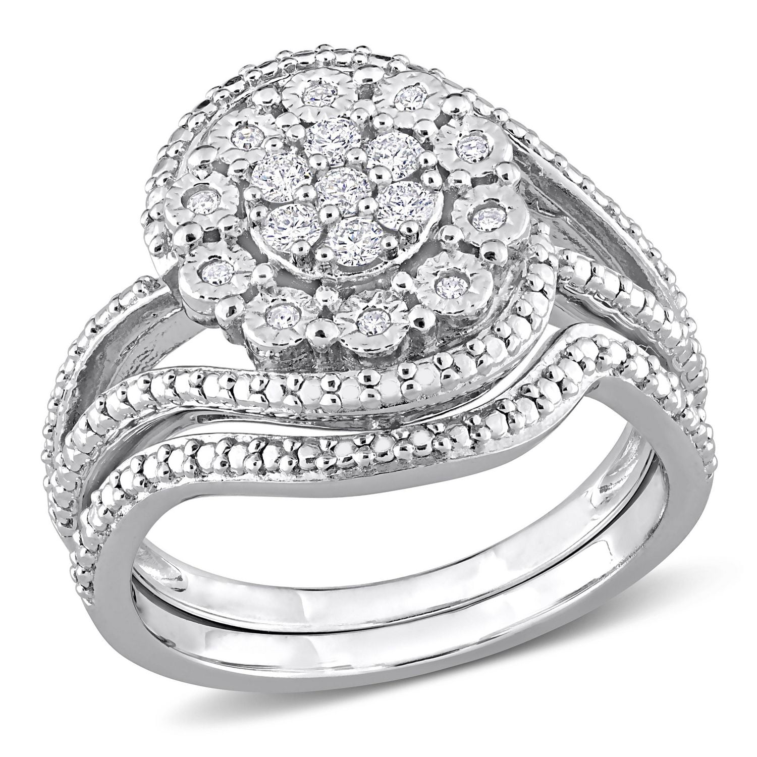 Click here for Miabella 1/4 Carat T. W. Diamond Sterling Silver V... prices