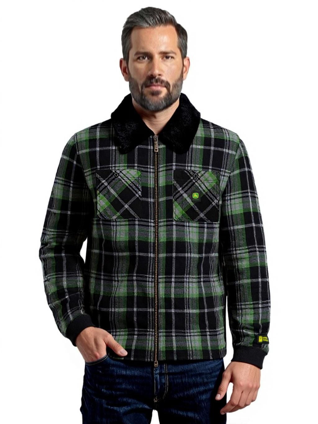 Click here for John Deere Mens Flannel Sherpa Bonded Full Zip Jac... prices