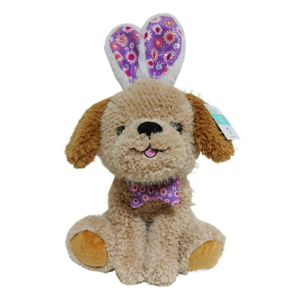Way to Celebrate Medium Plush Puppy with Bunny Ear, Camel, 10inch ...