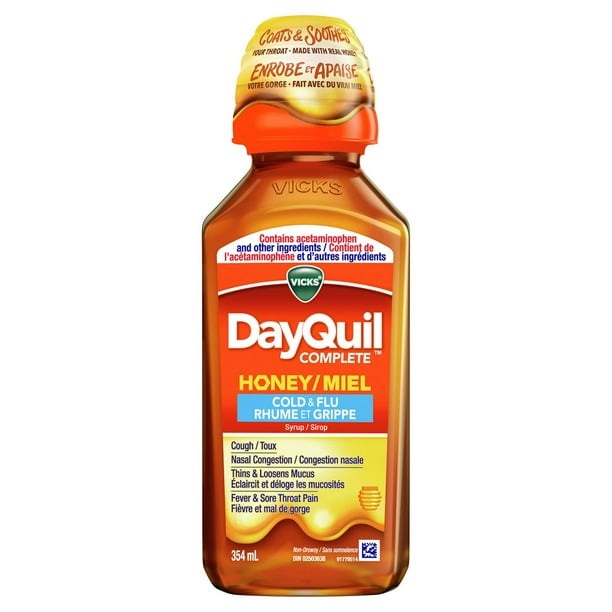 DayQuil COMPLETE Cold and Flu Medicine, Honey Flavour, 354 mL - Walmart.ca
