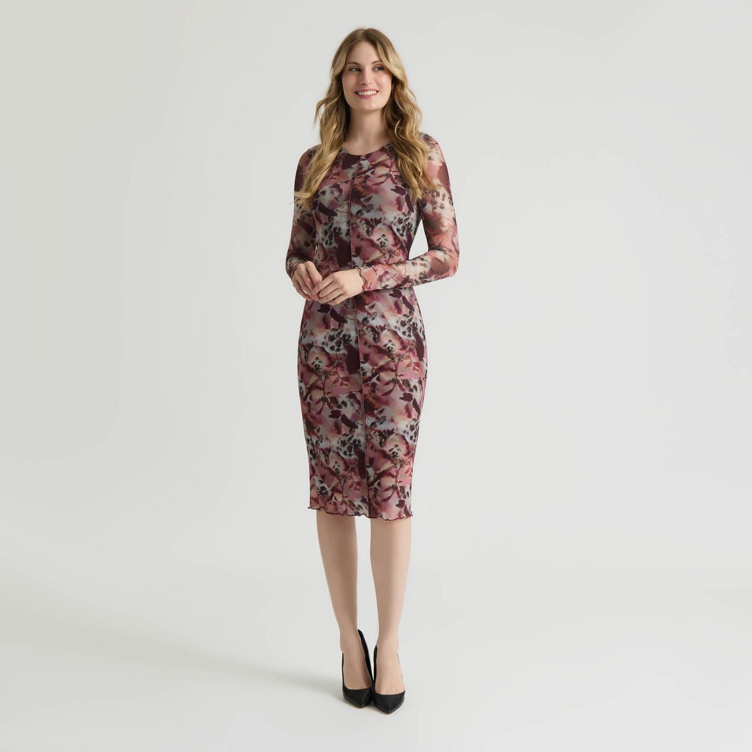 Click here for Mexx Womens Midi Printed Mesh Bodycon Dress L prices