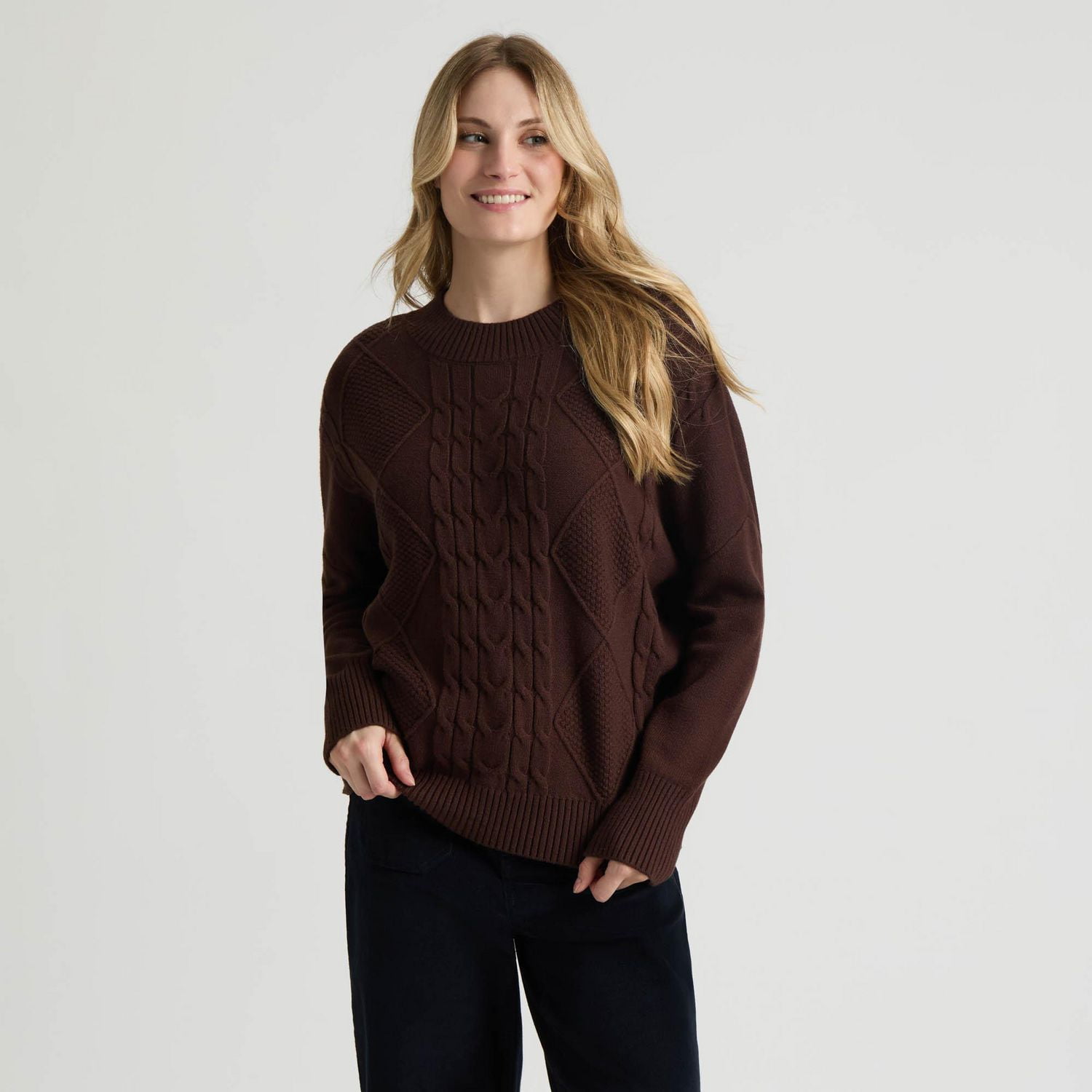 Click here for Mexx Womens Cable Knit Mock Neck Sweater L prices