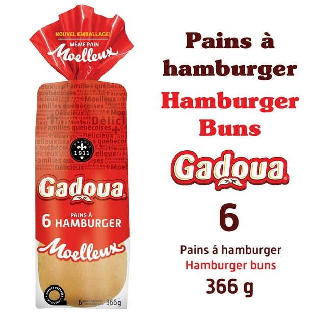 Gadoua White Hamburger bun, 6ct, 366g - Walmart.ca