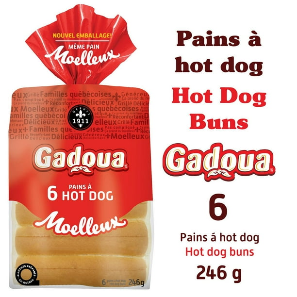 Gadoua White Hotdog bun, 6ct, 300g - Walmart.ca