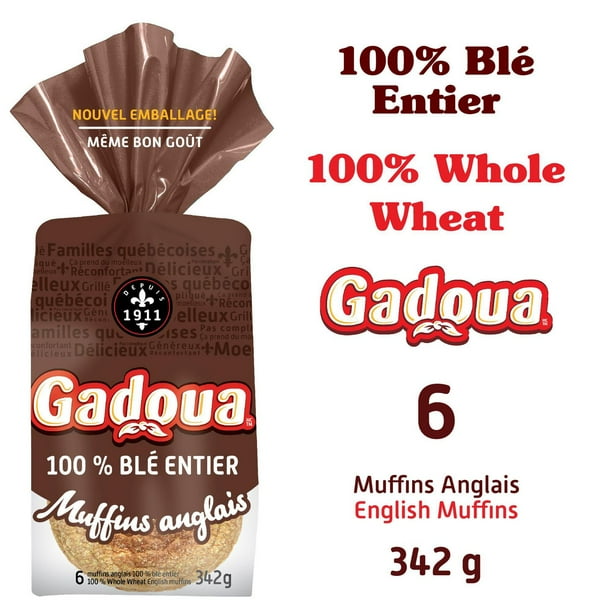 Gadoua Whole Wheat English Muffins, 6ct, 342g - Walmart.ca