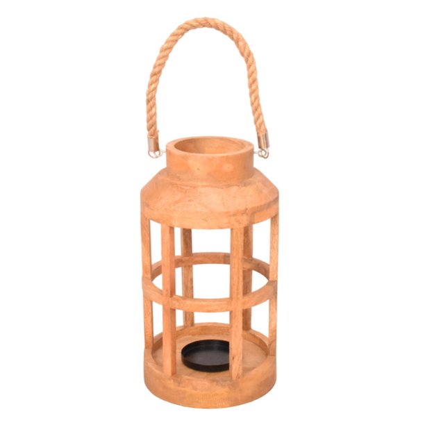 Holiday Time 14 inch Wood Round Lantern with Jute Handle - Walmart.ca