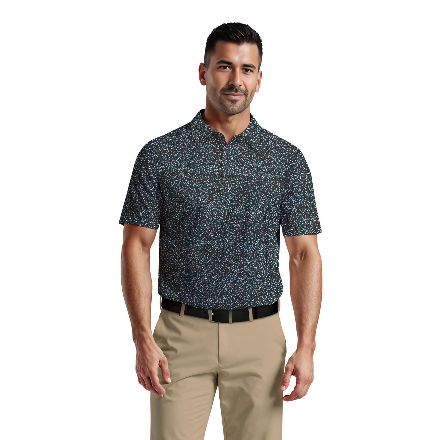 Ben Hogan Performance Men's Geometric Confetti Print Golf Polo Shirt ...